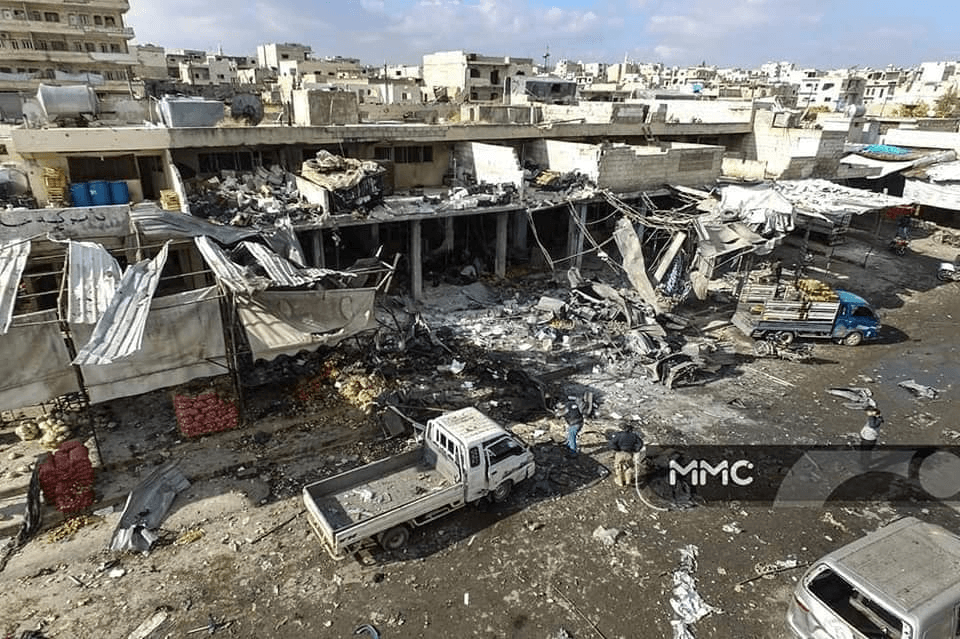 Airstrike on Al Hal Market in Maaret Al Numan | Syrian Archive